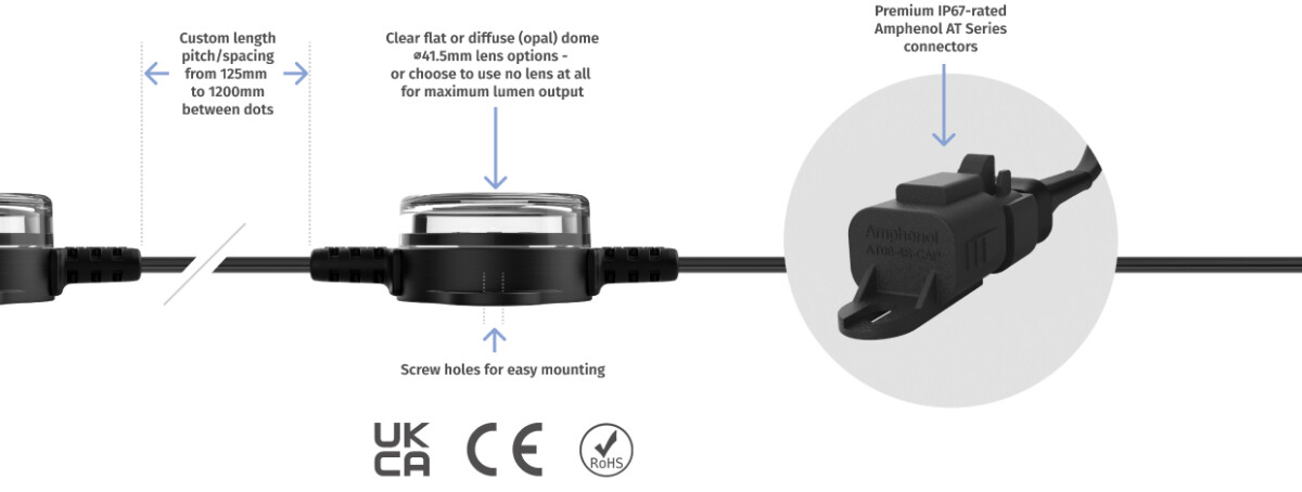 PXL40 metal LED pixel dot light flexible strings | ENTTEC : ENTTEC